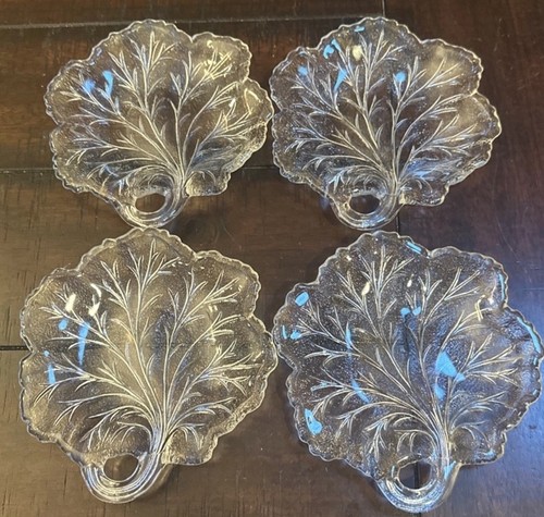 4 Indiana Glass Pebble Leaf Clear 5 1/2” Salad Dessert Bread Plates ...