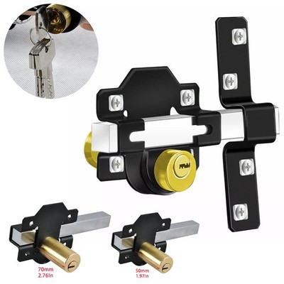 Gate Lock Garden Security Double Long Throw Lock 5 Keys 50mm Both Sides ...