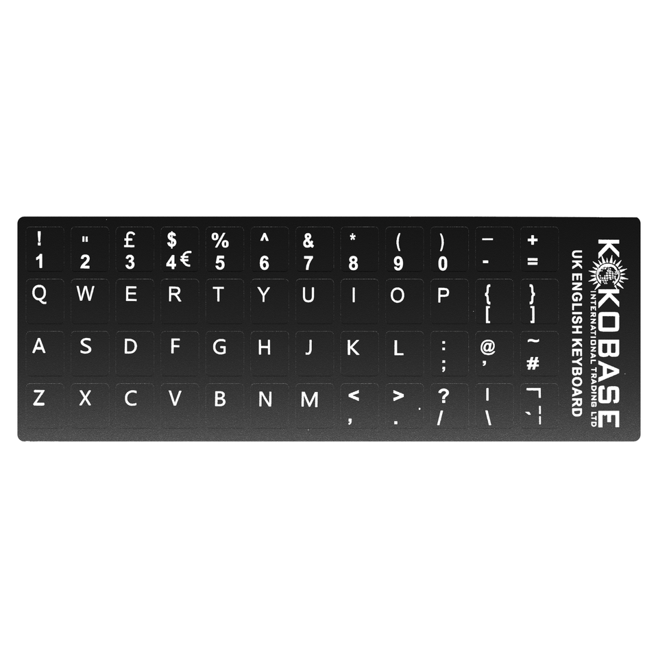Kokobase UK ENGLISH KEYBOARD STICKERS Black QWERTY Keyboard Desktop ...