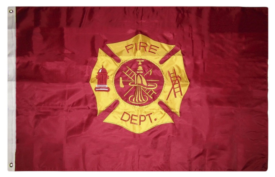 4x6 Embroidered Sewn Fire Dept. Department Nylon Flag 4'x6' Double ...