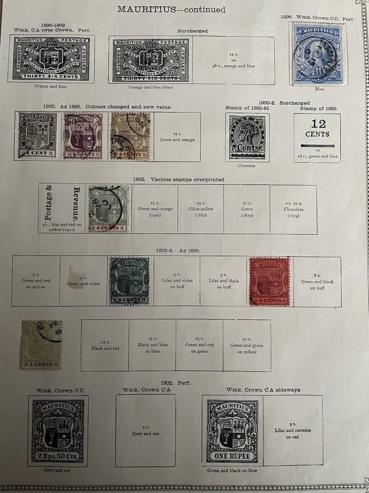Collection of Old British Empire Mauritius Stamps on old album pages | eBay