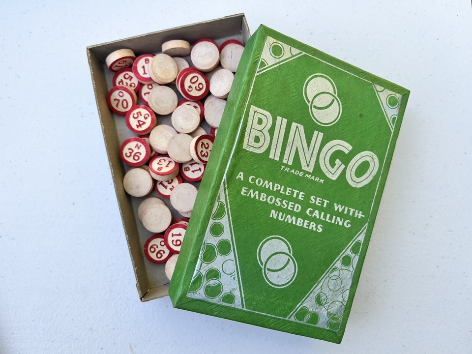 Vintage Bingo Game 1930s Milton Bradley #4148 Wood Pieces Cards ...