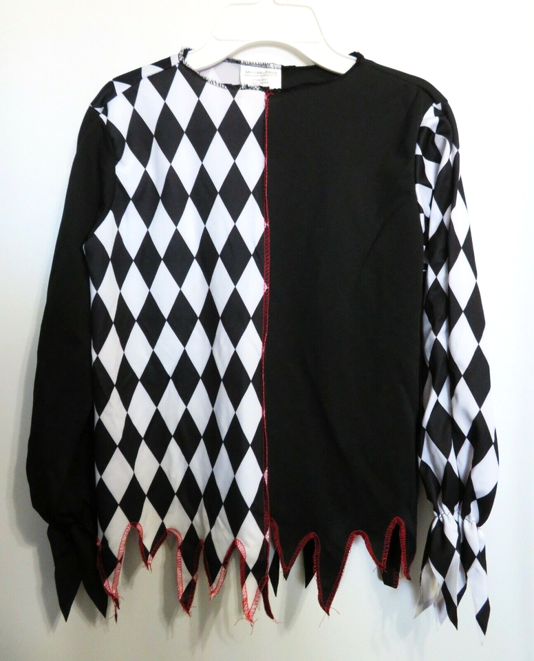 Theatrical Costume Evil Jester Boys Size 6-8 Small Black White Complete ...