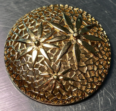 Monet Domed Flower Brooch Filigree Large Brooch round Gold tone | eBay