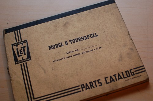 LeTOURNEAU WESTINGHOUSE Model B TOURNAPULL Scraper Parts Manual Book ...