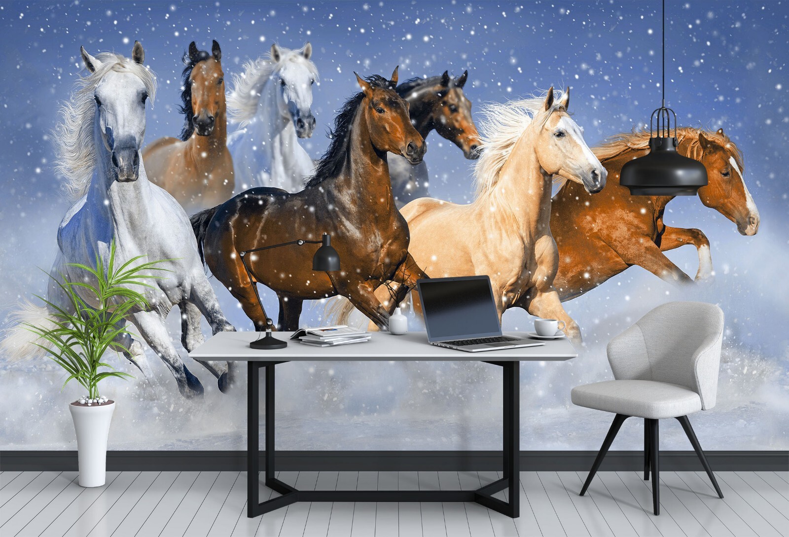 3D Snowflake Horse A4036 Wallpaper Wall Murals Removable Self-adhesive ...