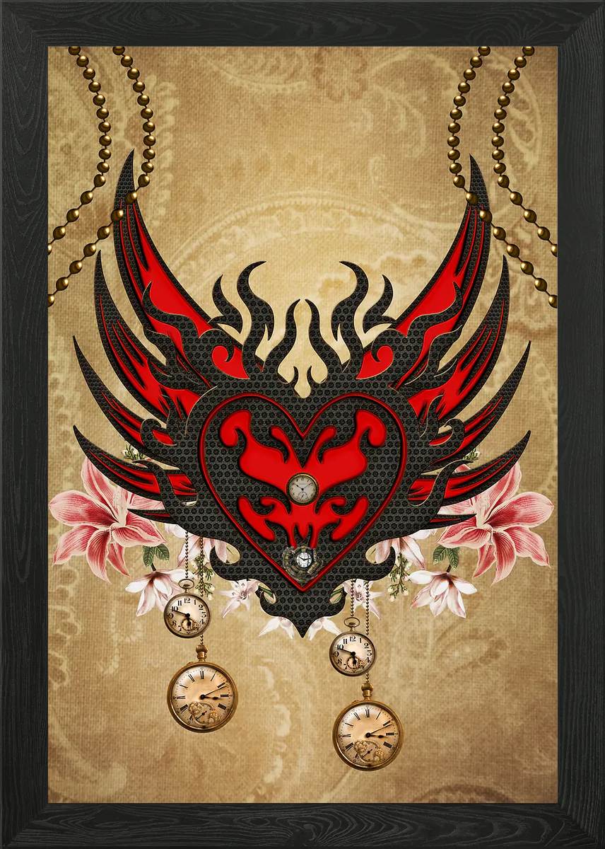 steampunk heart Framed Wall Art Poster Canvas Print Picture | eBay UK