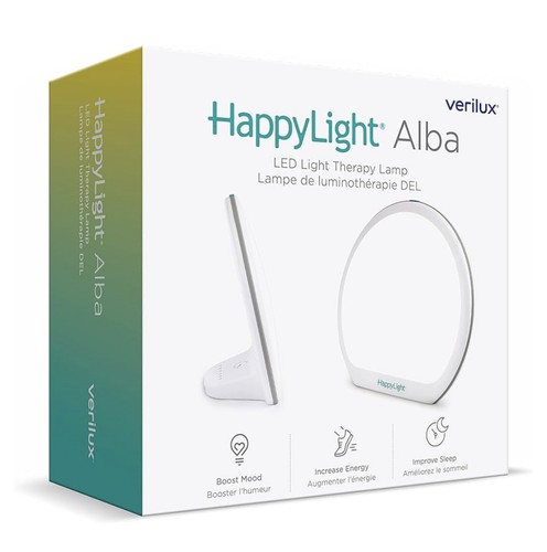 HappyLight Alba Round UV-Free LED Therapy Lamp 10,000 Lux White ...