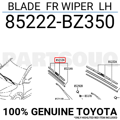 85222BZ350 Genuine Toyota BLADE FR WIPER LH 85222-BZ350 | eBay