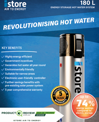 iStore Heat Pump Hot Water System 180 Litre STC/VEEC Rebate Eligible ...
