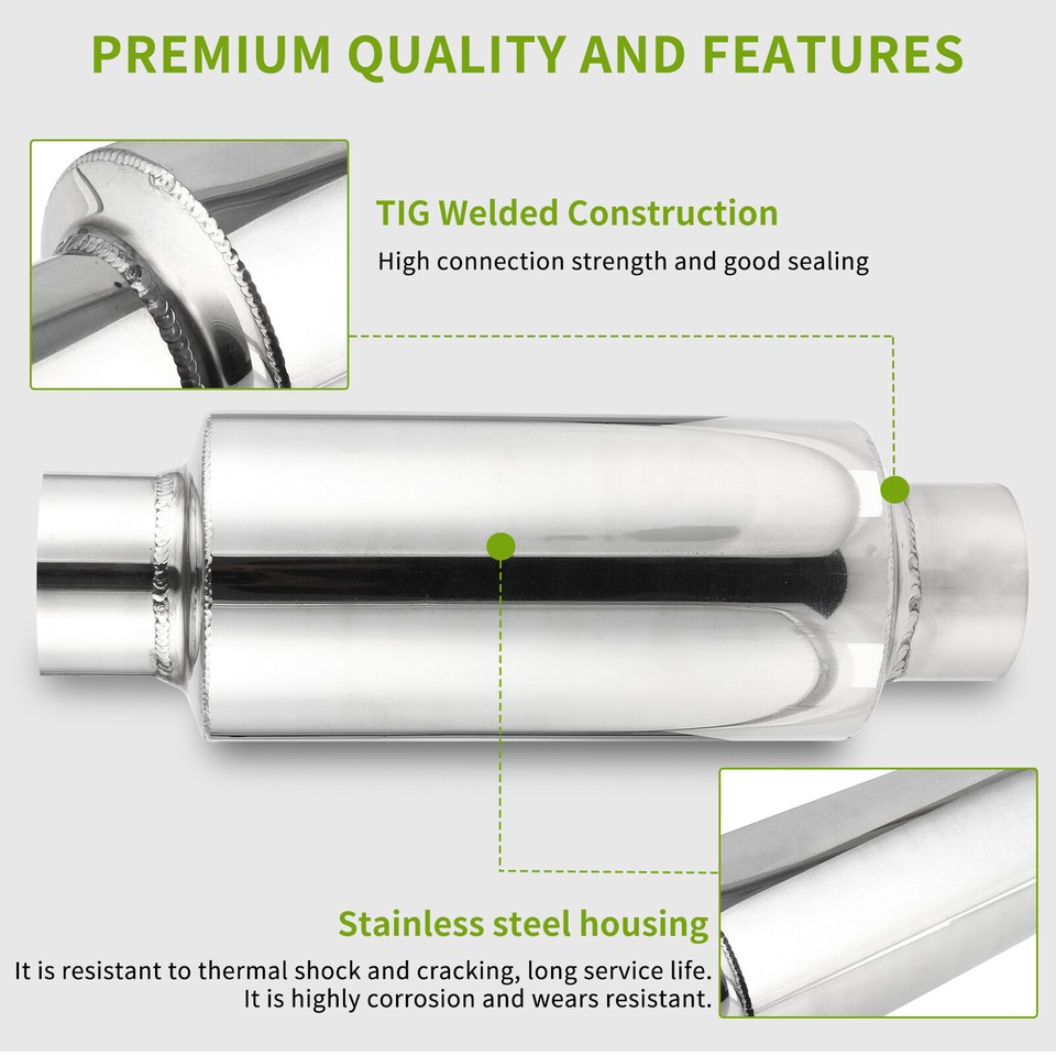 3" Inlet&Outlet 12'' L Exhaust Muffler Resonator Deep Tone For Dodge ...