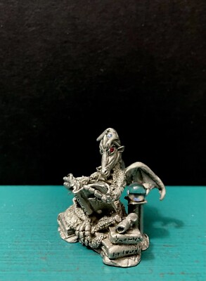Gallo Pewter Dragon WIngs Magic Spell Book Diorama Miniature Figurine ...