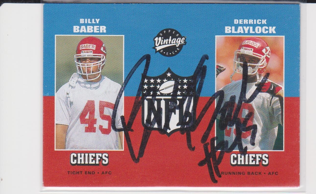 BILLY BABER KANSAS CITY CHIEFS VIRGINIA UNIVERSITY AUTOGRAPHED CARD | eBay