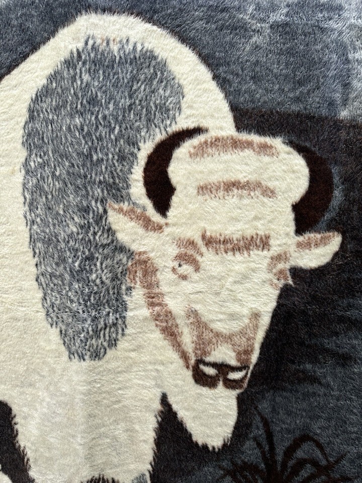 Biederlack Brown Tan Cream White Bison Buffalo Throw Blanket Acrylic ...