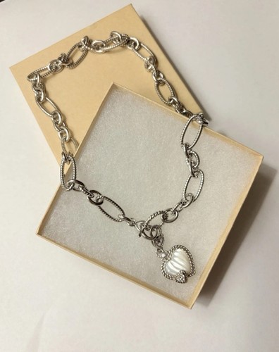 Judith Ripka SS Carved MOP CZ Pendant & JR’s 925 18” Oval Link Chain Necklace | eBay