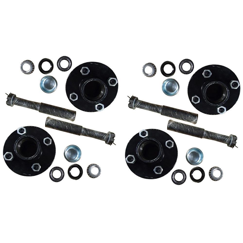 (Pack of 4) Trailer Axle Kits with 4 on 4" Bolt Idler Hub & 1" Round ...
