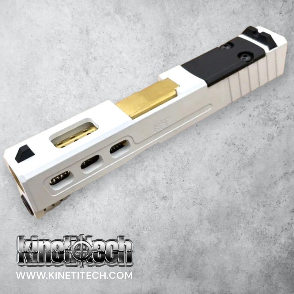 For Glock 43 43x WHITE Complete Slide Lighting Port RMSc PORTED GOLD ...
