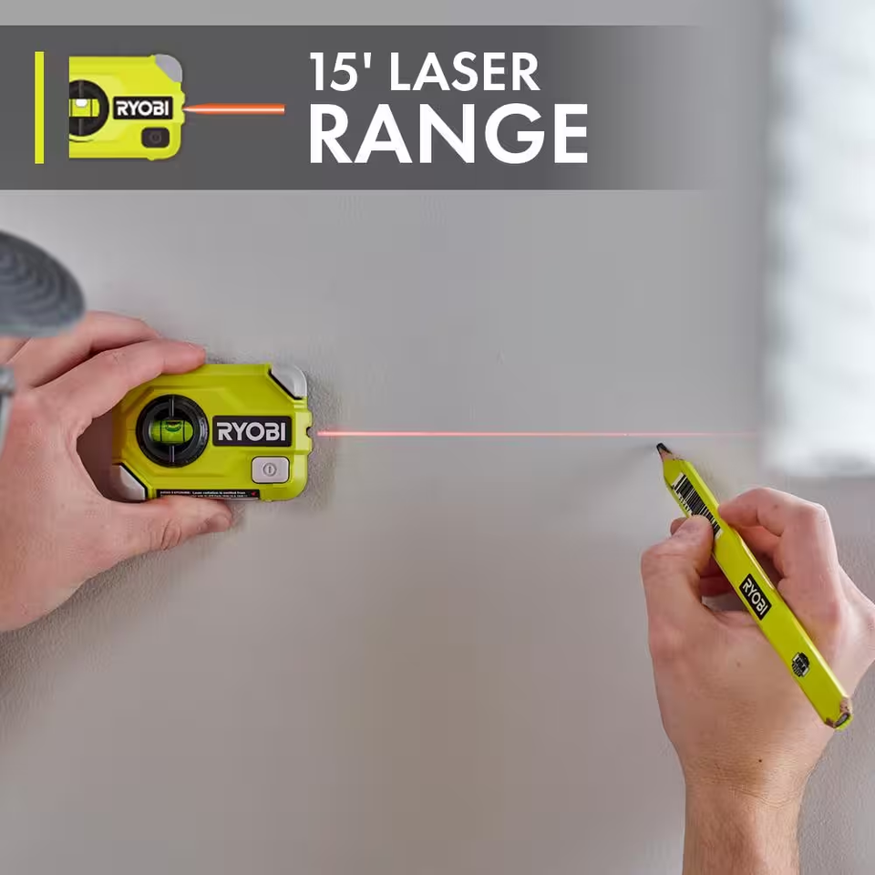 NEW Compact Red Laser Level 15ft Range Push Pins for Wall Mounting ...