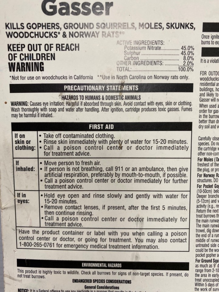 New Gopher Poison Gopher Gasser, (1 Pack) 6 Gassers, 0.75 oz, | eBay