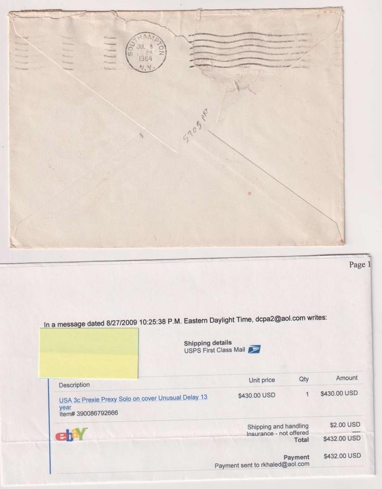 E1673: US #807 Prexy Solo on Cover, Unusual Delay 13 Years | eBay