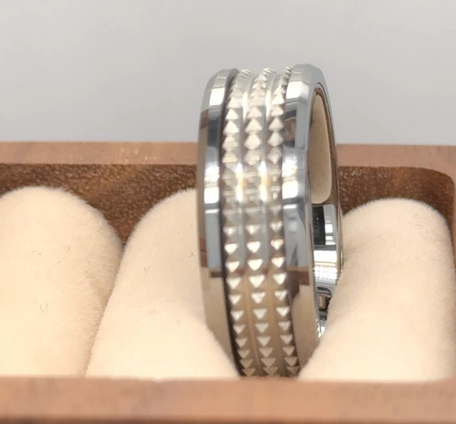 Jagged Center Unique Ring Silver Tungsten Engraving Ring Couple Promise ...