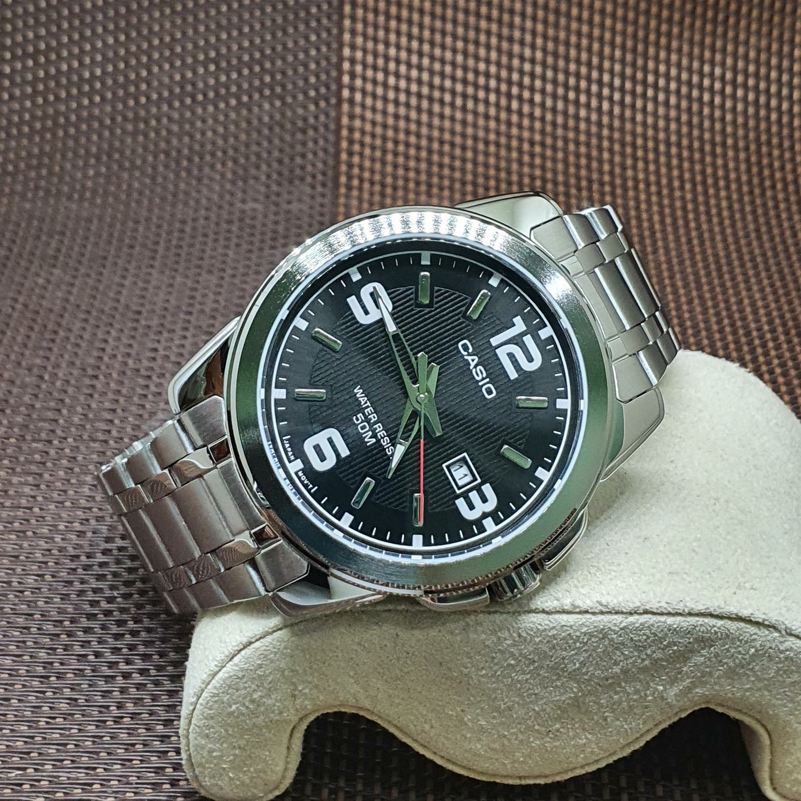 Casio MTP-1314D-1A Black Dial Stainless Steel Round Analog Men's Casual ...