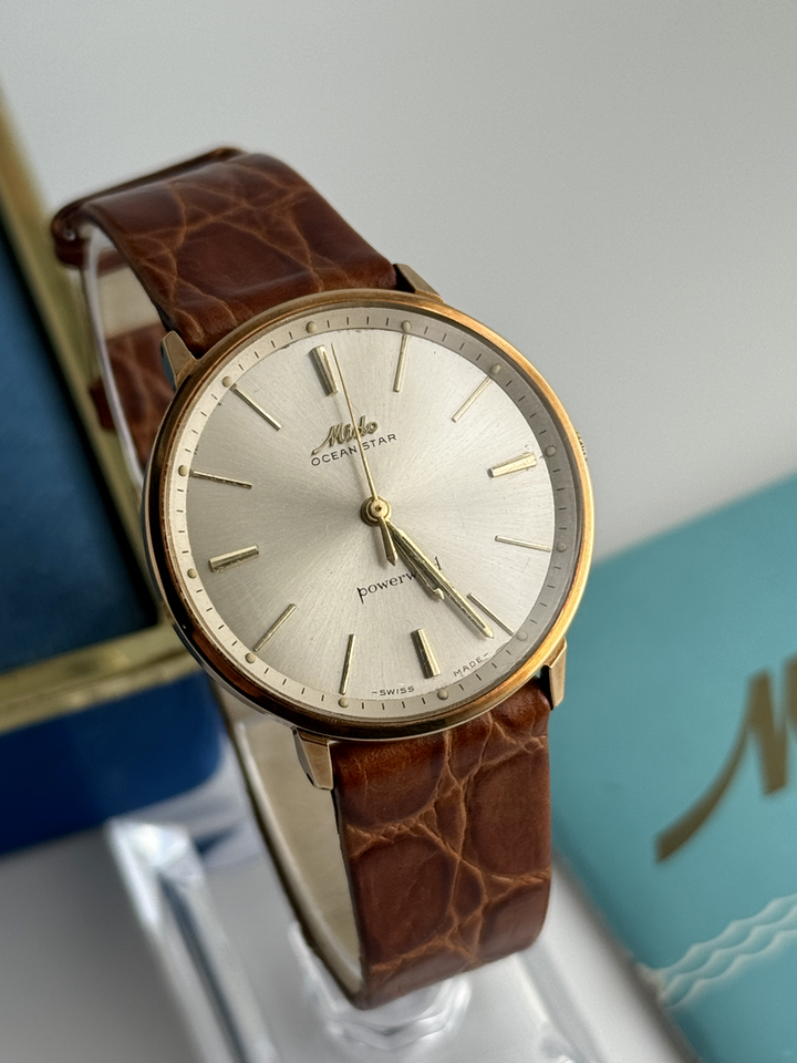 Mido Ocean Star Powerwind Solid 14k Gold Automatic 1960's Full Set ...