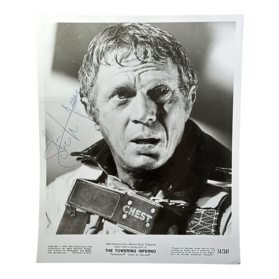 STEVE McQUEEN Signed Autograph The Towering Inferno Movie Publicity ...