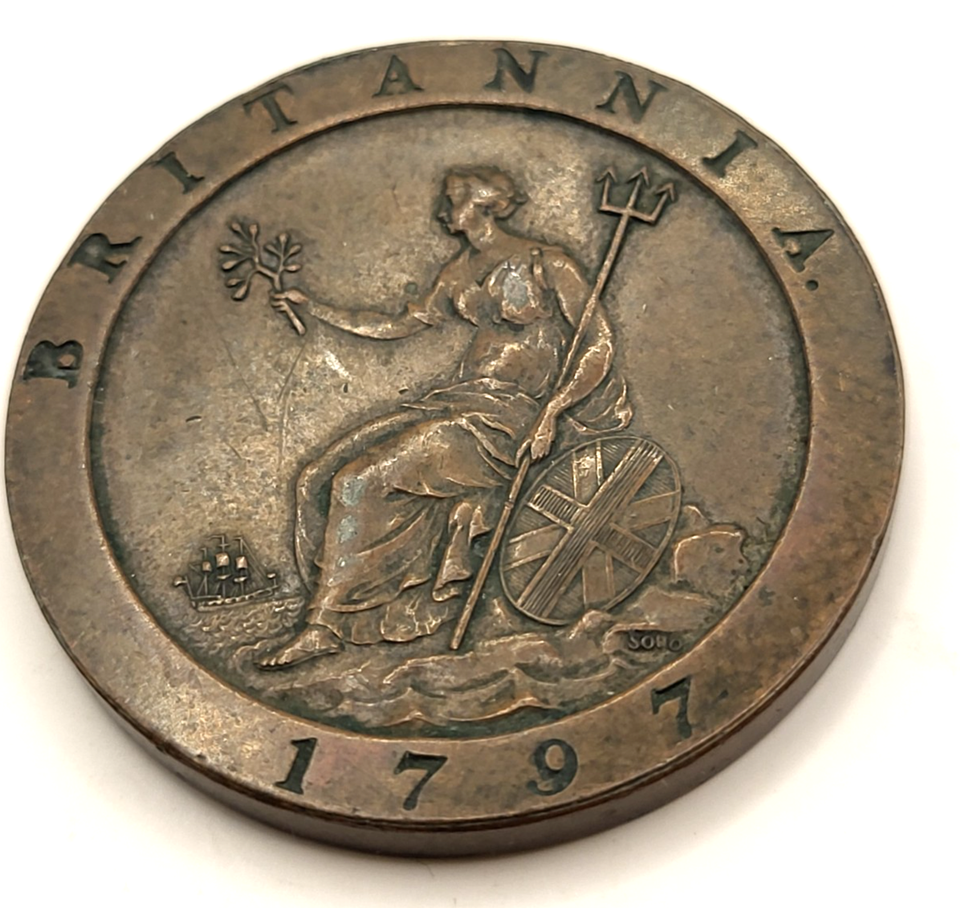 1797 Cartwheel Penny George III Large Copper Coin Britannia Better ...