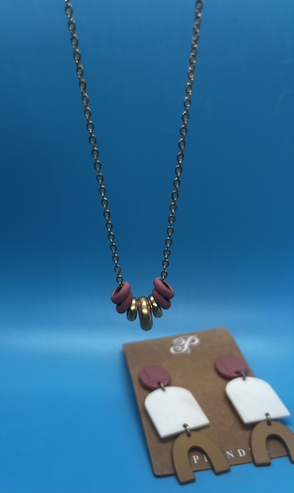 Plunder Design Jewelry Cute Pink Gold Wood Rings Beaded Necklace ...