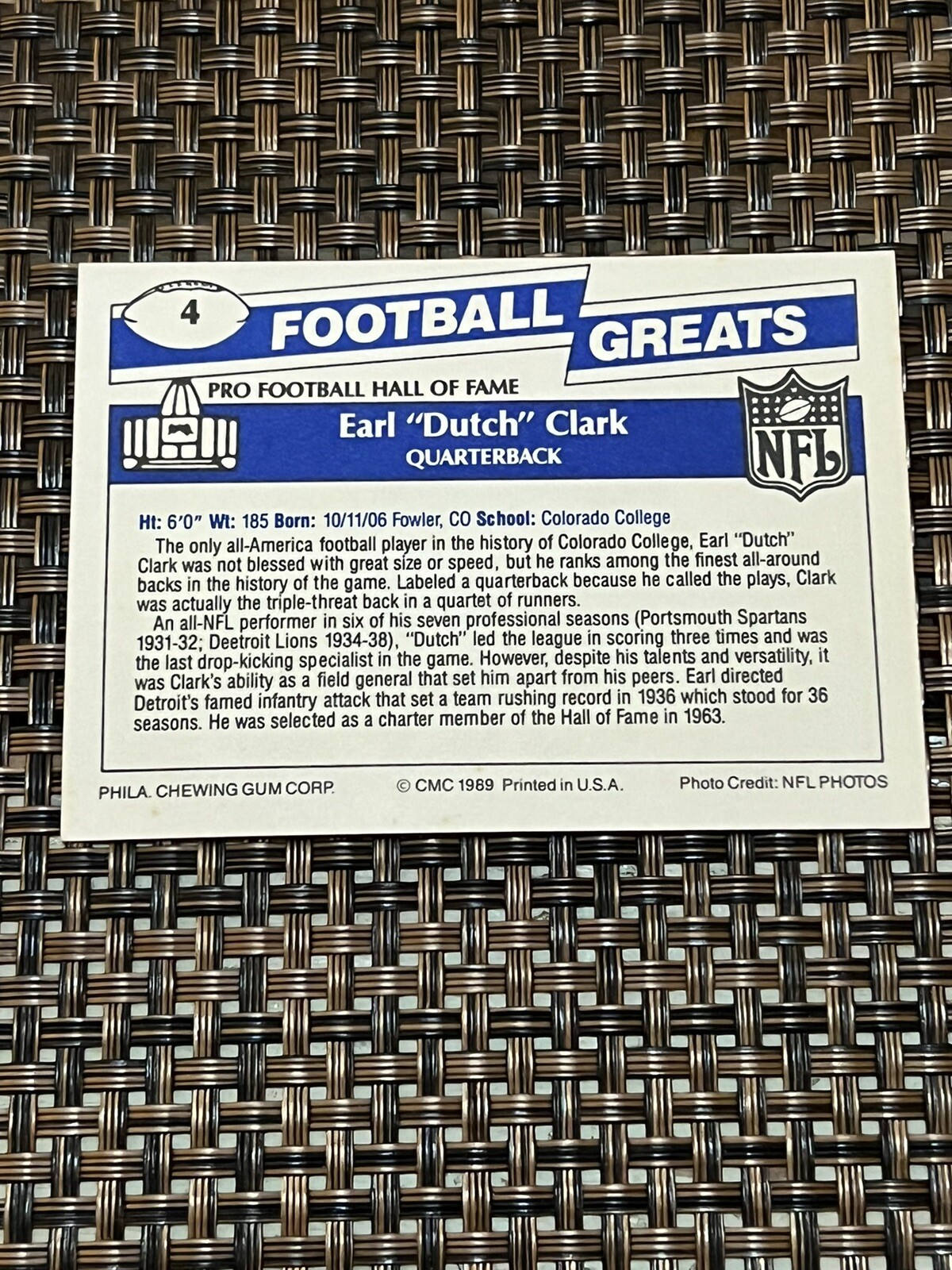 1989 Swell Football. Earl “Dutch” Clark. #4. Detroit Lions. 0350 | eBay.de