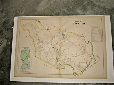 1895 RAYNHAM, MA., MAP REMOVED FROM THE EVERTS & RICHARDS ATLAS OF 1895 ...