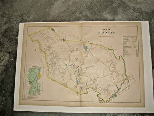 1895 RAYNHAM, MA., MAP REMOVED FROM THE EVERTS & RICHARDS ATLAS OF 1895 ...