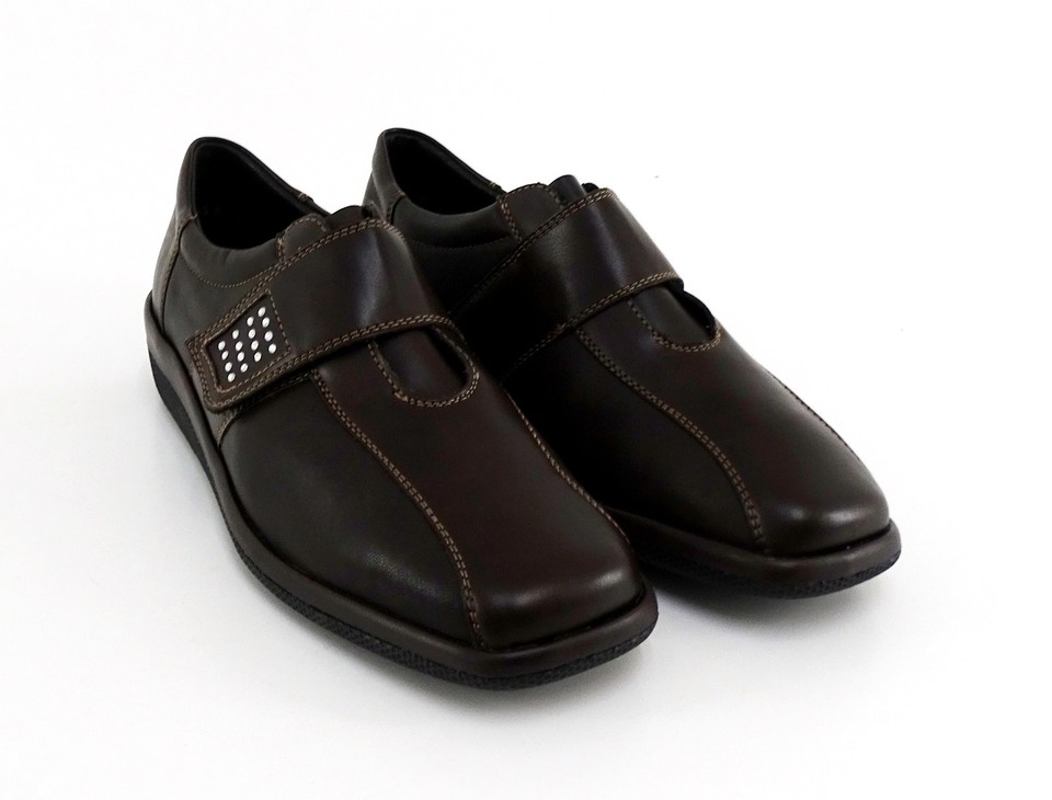 Halbschuhe Remonte Lofters Slipper Klettverschluss Echtleder braun Gr.7 ...