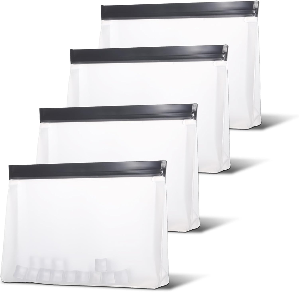 Freezer Bag 4 Pcs Clear Leak Proof Reusable Ice Storage Bags Durable ...