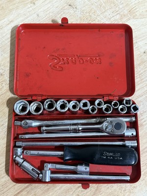 Snap On Tools 1/4 Drive Socket Set W/ Metal Box 21 Piece Set KRA-255 ...