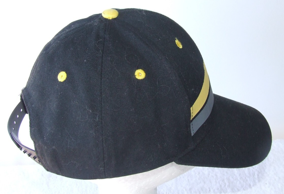 Bundaberg rum trucker's baseball cap yellow & grey stripe on black cap ...