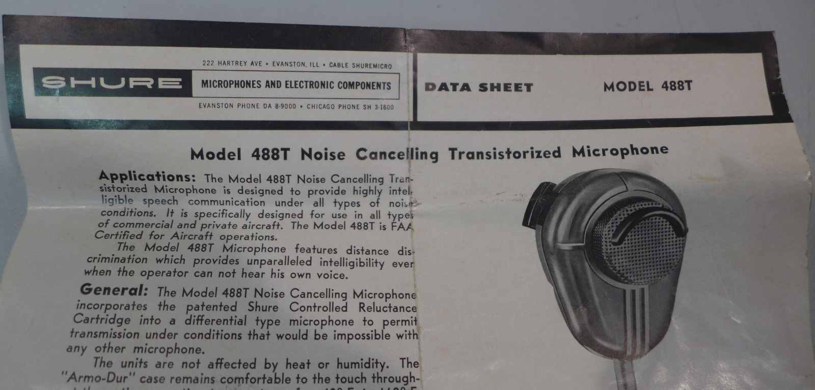 Shure Brothers Aircraft Microphone Model 488T for sale online | eBay