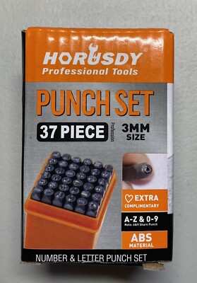 37pc Number Letter Punch Set Hardened Steel Metal Die w/Case 3MM ...