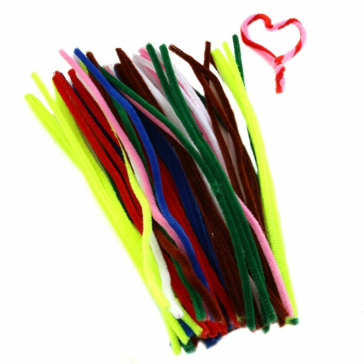 65 x fluffy Pipe Cleaners Coloured 30cm Chenille Sticks Assorted ...