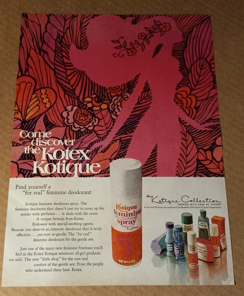 1971 ad page - Kotique feminine hygiene Douche Kotex pink art Print ...