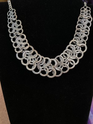 Signed Liz Claiborne Est 1976 Silver color cluster link chain necklace ...