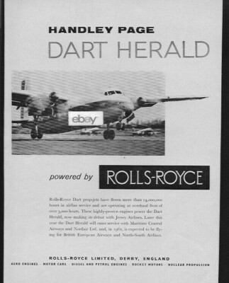 HANDLEY PAGE DART HERALD 1961 POWERED BY ROLLS ROYCE ENGINES DEBUT ...