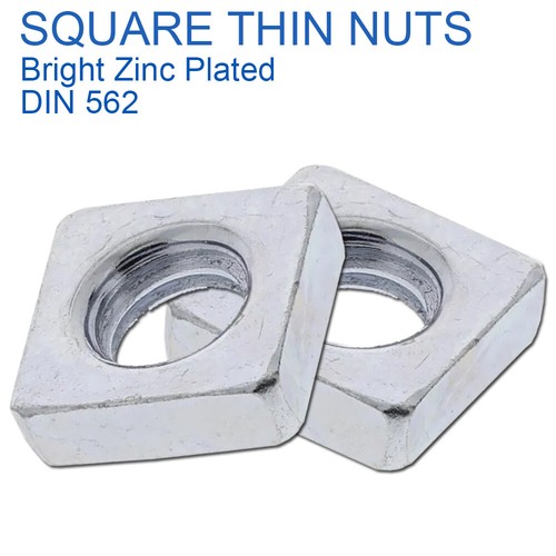 M4 - 4mm SQUARE NUTS THIN TYPE TO FIT METRIC BOLTS BRIGHT ZINC PLATED ...