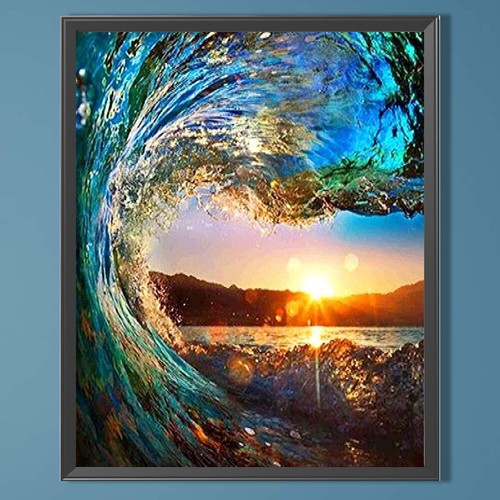 5D DIY Full Square Drill Diamond Painting Sea Wave Kit Home Decor Art ...