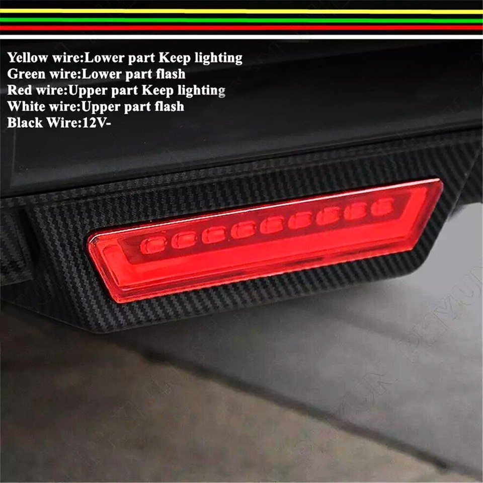 Carbon Rear Bumper Diffuser Splitter Lip W/ Led Brake Lights For Honda ...