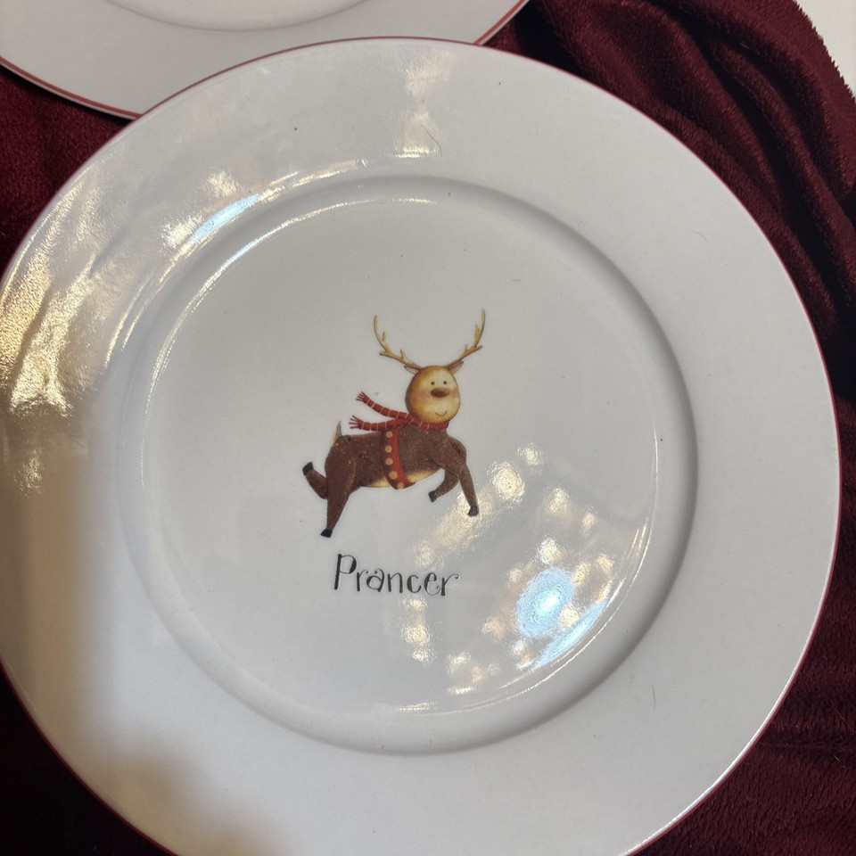 New Set of 4 Christmas Reindeer Dishes 8” LTD Commodities Dasher Dancer ...