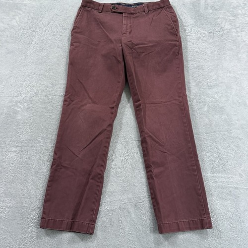 Brooks Brothers Milano Straight Chino Pants Men 33 x 32 Maroon Red ...