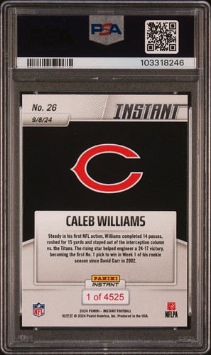 2024 PANINI INSTANT NFL #26 CALEB WILLIAMS ROOKIE RC PSA 7 | eBay