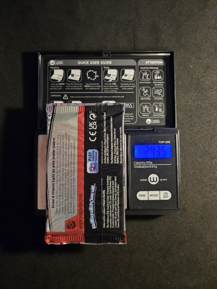 Pokemon TCG HEAVY Prismatic Evolutions Pack 24.35g!!! POSSIBLE GOD ...